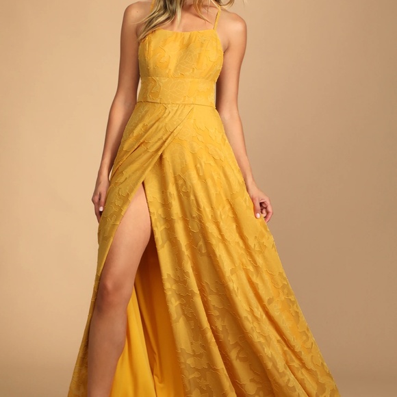 Lulus | Dresses | Gorgeous Golden Yellow Gown | Poshmark